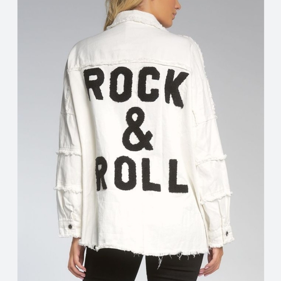 Elan | Jackets & Coats | Distressed Rock Roll Jacket White | Poshmark